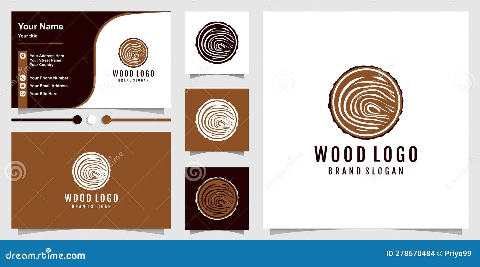 Wood Logo Design with Creative Element Concept Premium Vector Stock ...