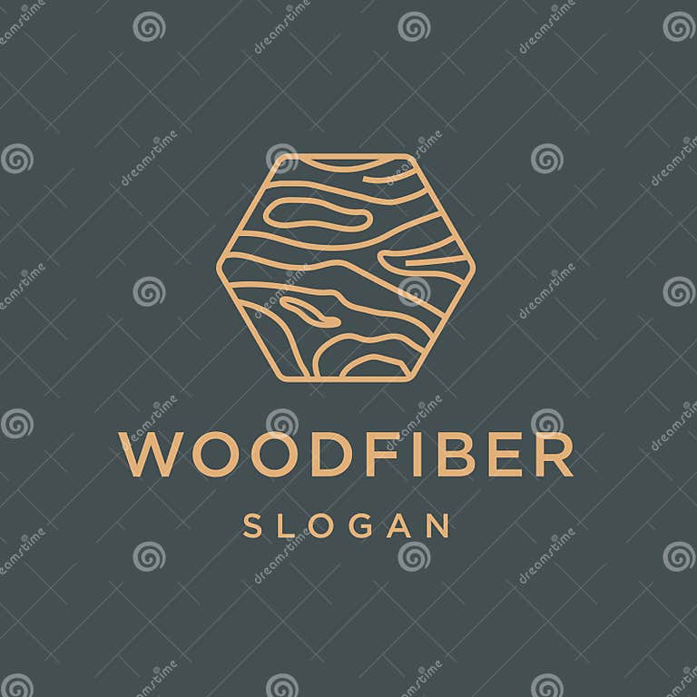 Wood Logo Vector with a Hexagonal Shape, Featuring Bark Layers and Wood ...