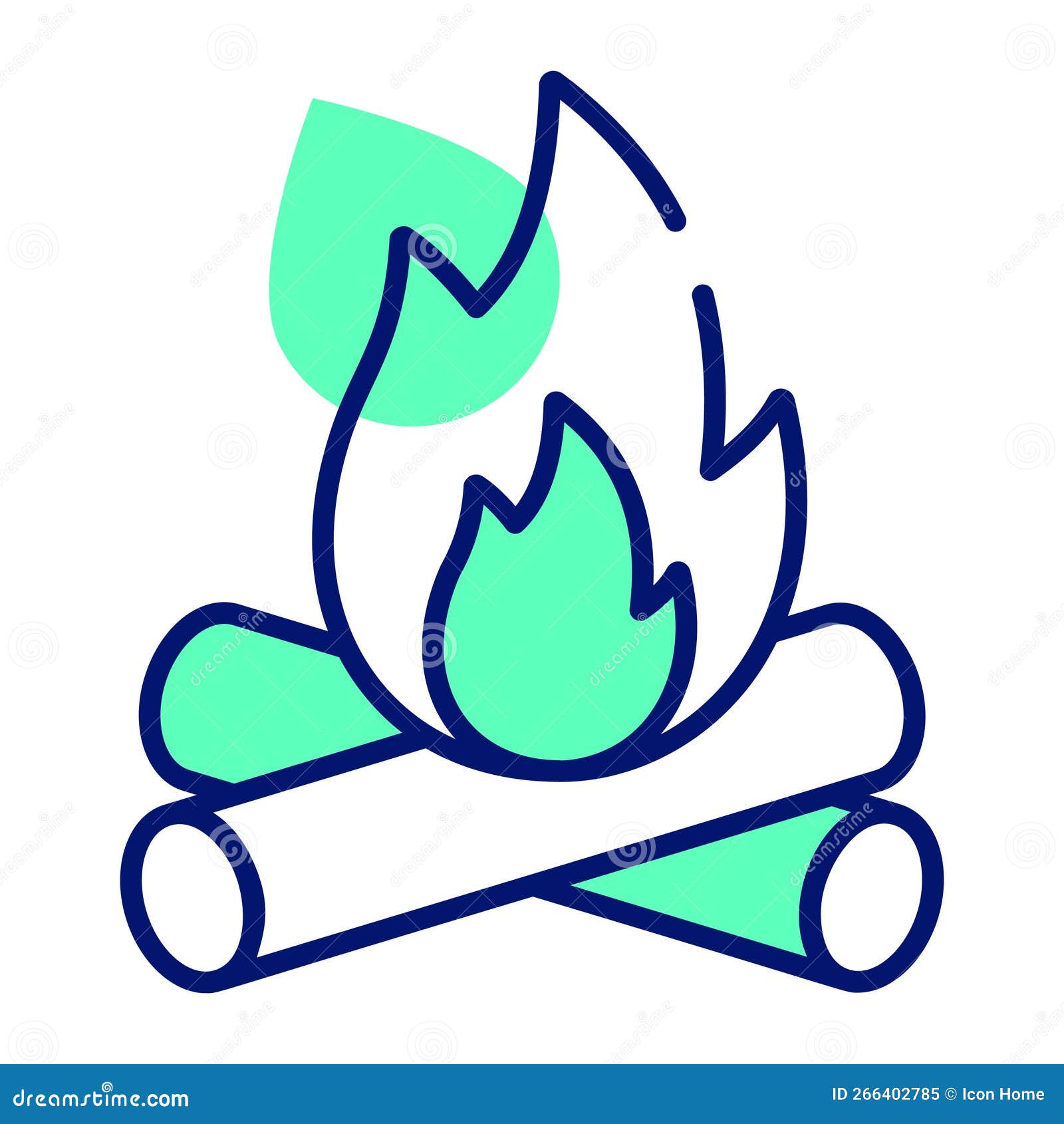 Wood Logs with Fire Flame Icon, Editable Vector of Campfire Stock ...