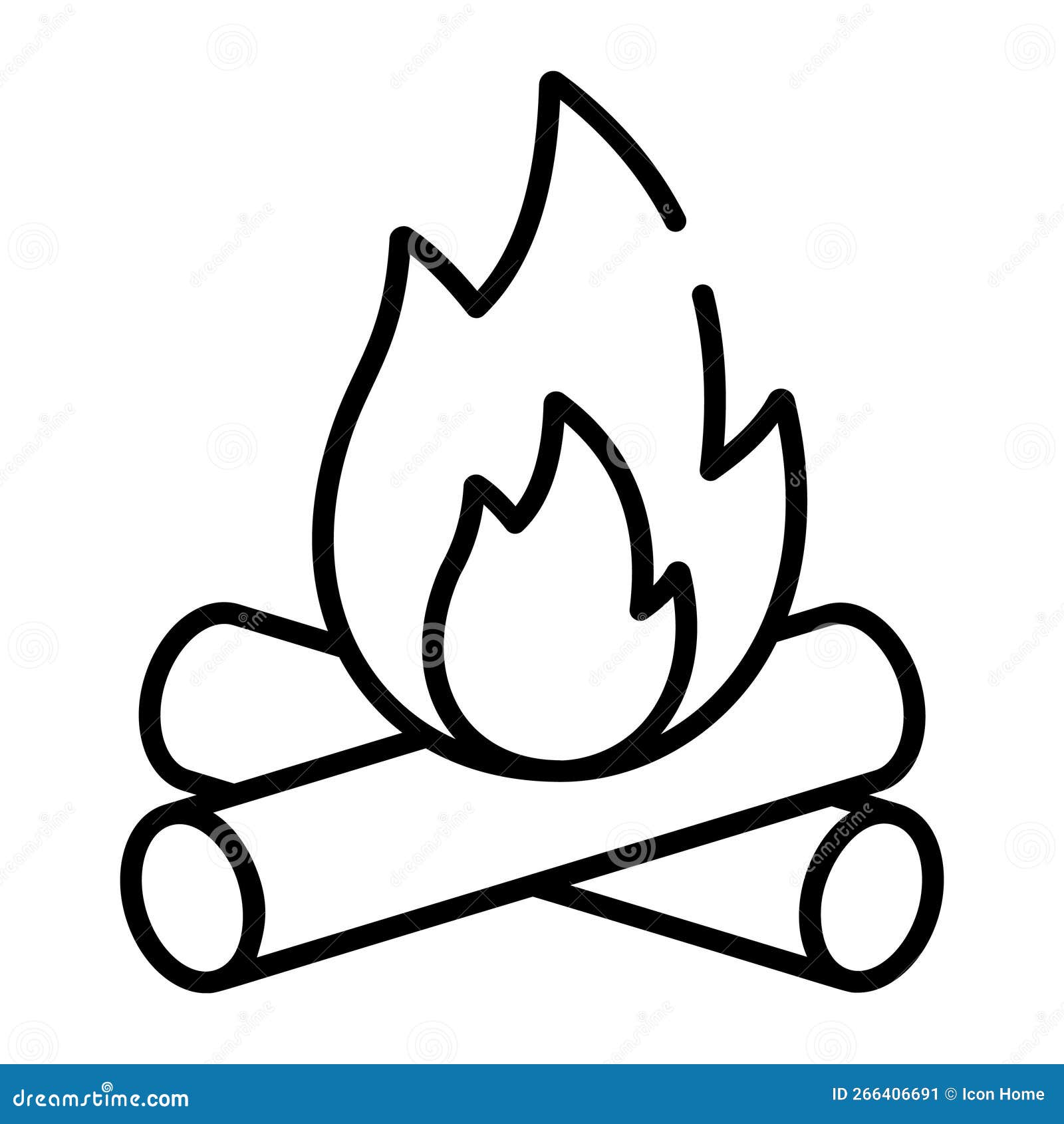 Wood Logs with Fire Flame Icon, Editable Vector of Campfire Stock ...