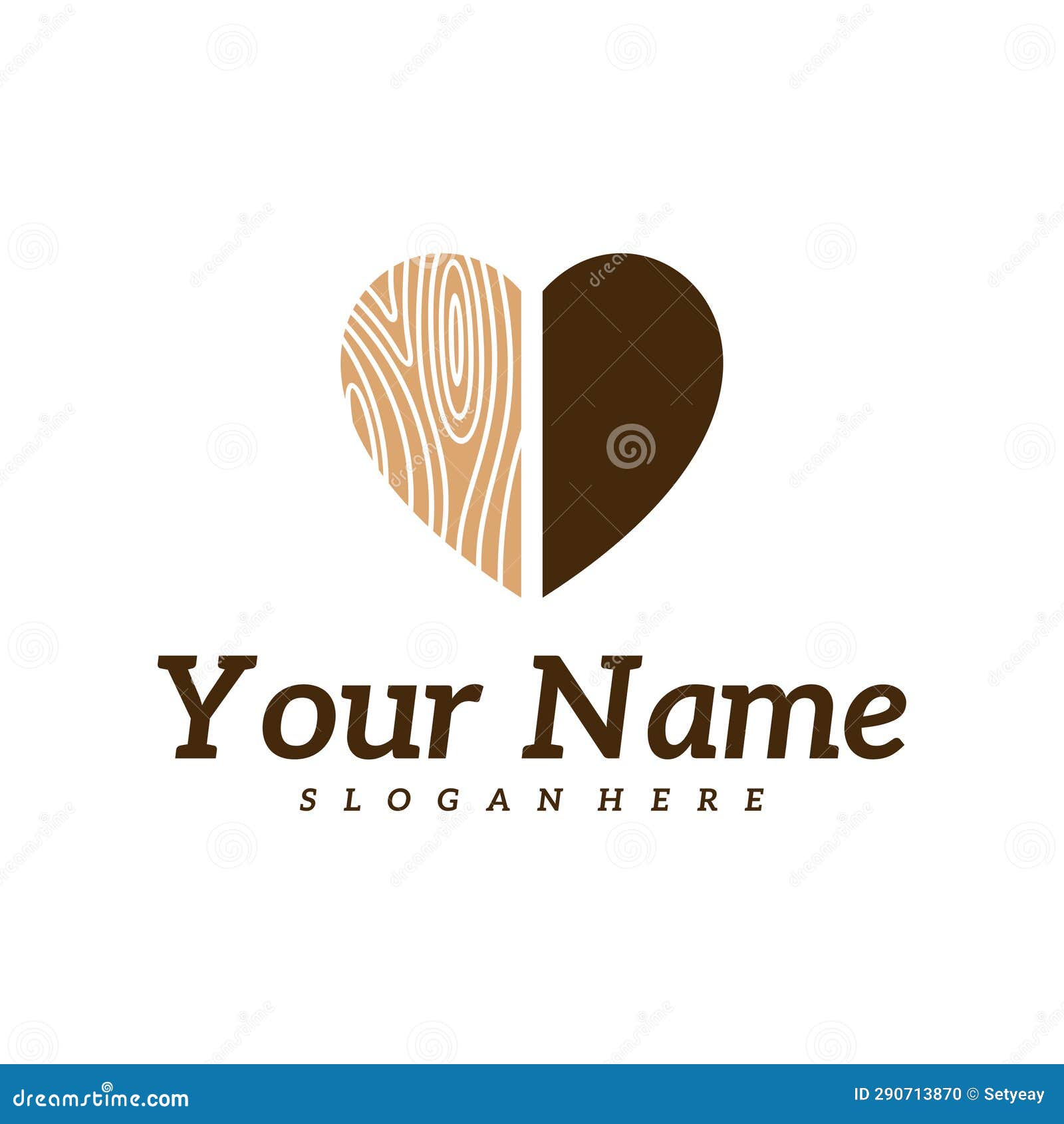 Wood Love Logo Design Template. Creative Wood Logo Vector Illustration ...