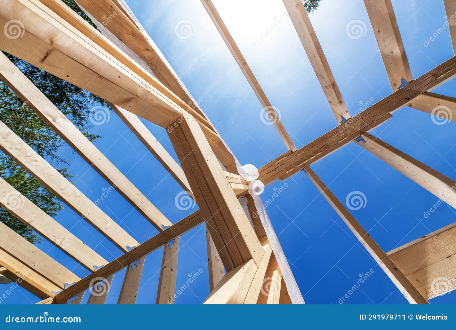 Wood Made House Skeleton Frame Building Stock Image - Image of ...