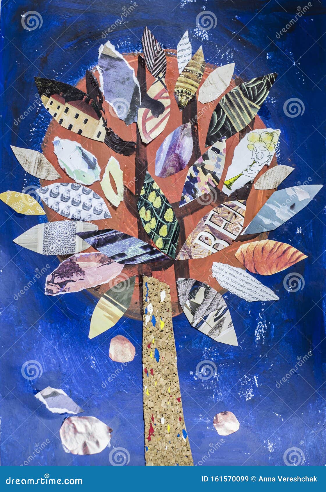 Wood Made of Paper. Applique, Collage Stock Illustration - Illustration ...