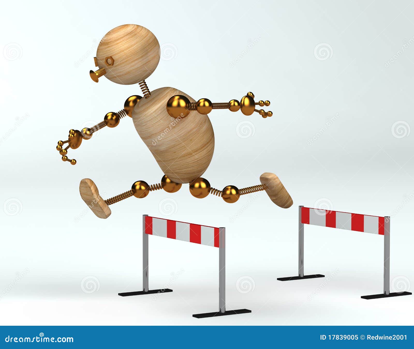 Wood Man Running Over Barrier Stock Illustration - Illustration of ...