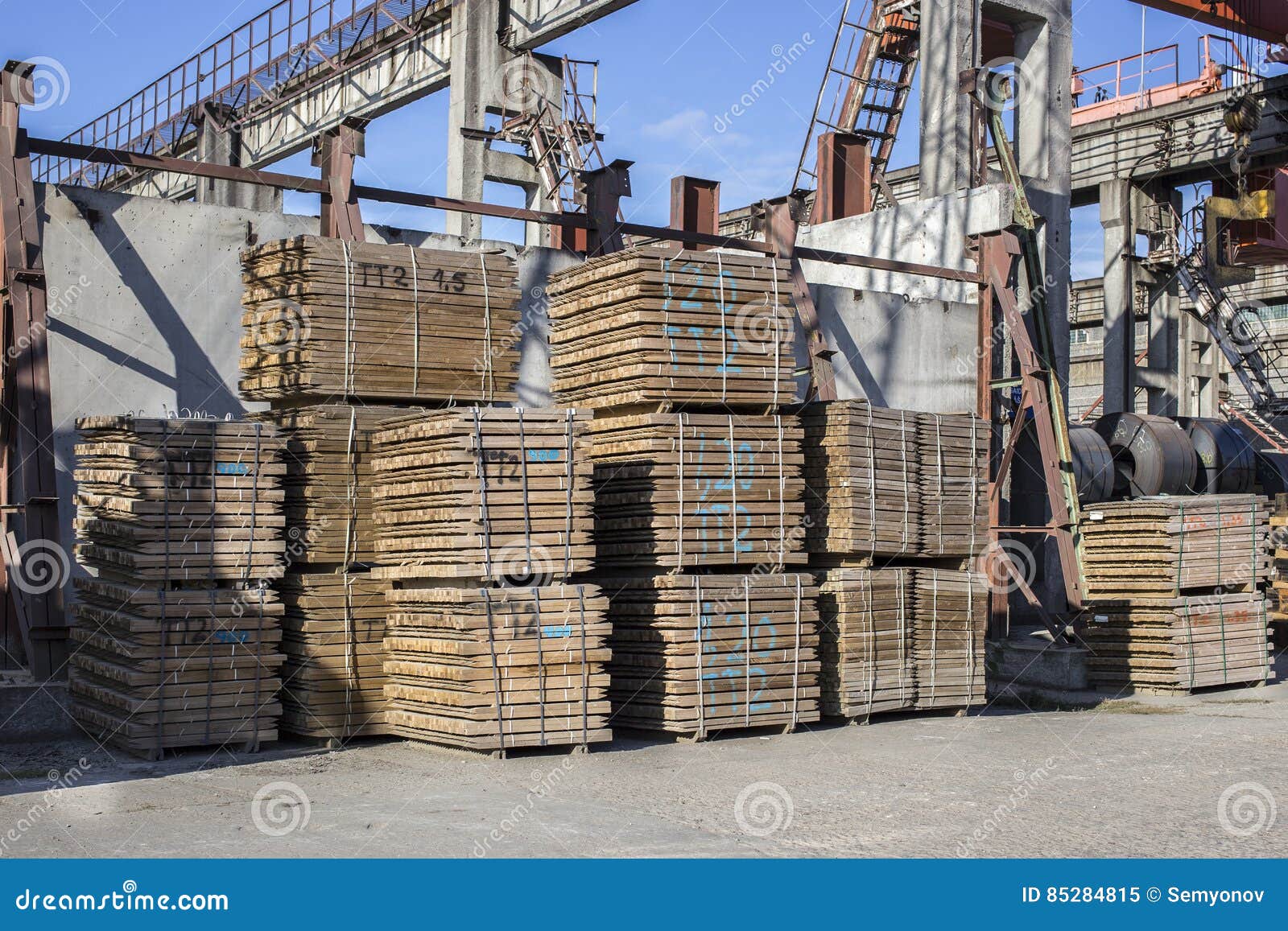 Wood Material Warehouse in Industrial Area. Harbour Stock Image - Image ...