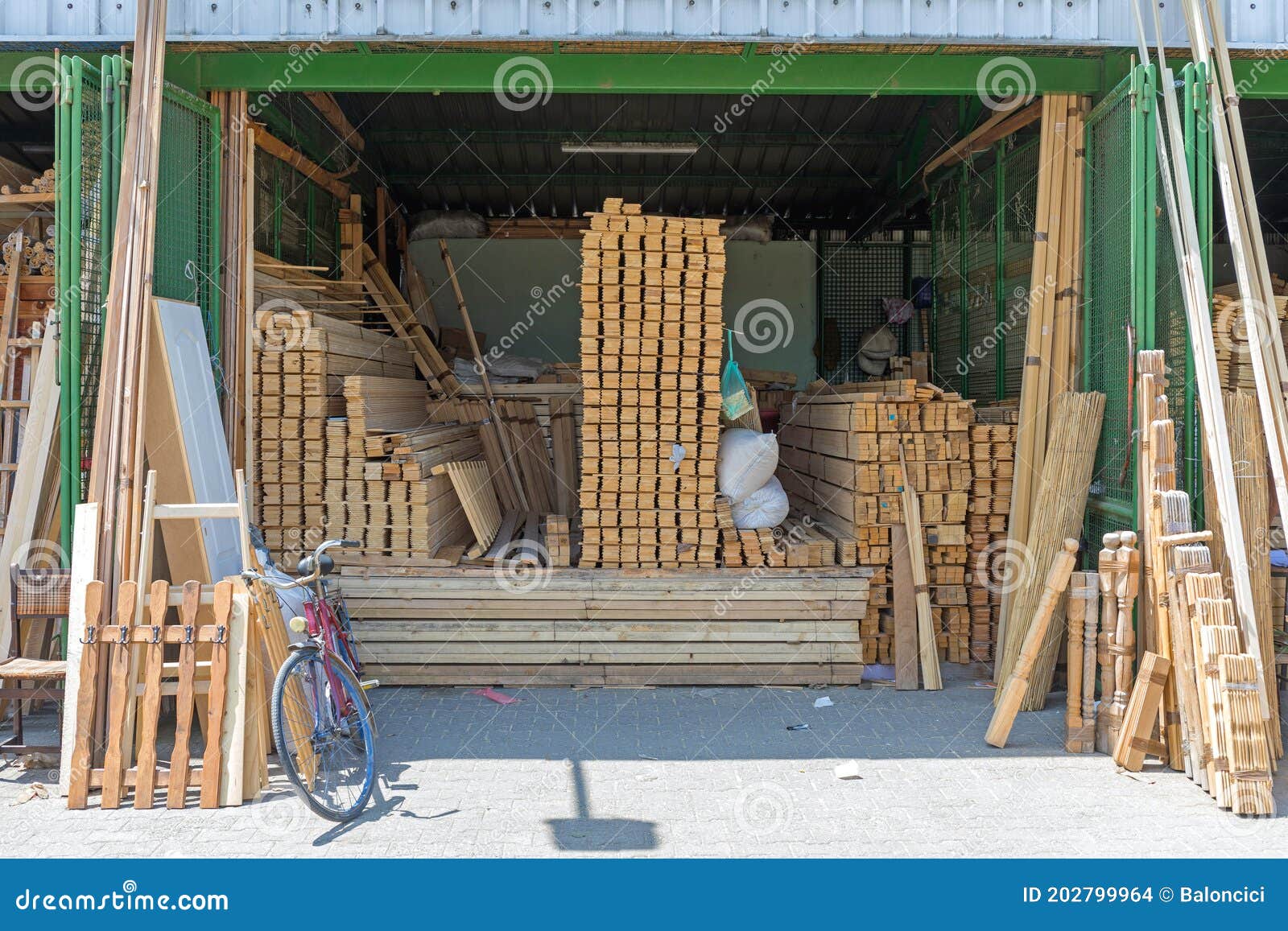 Wood Material Warehouse stock photo. Image of storage - 202799964