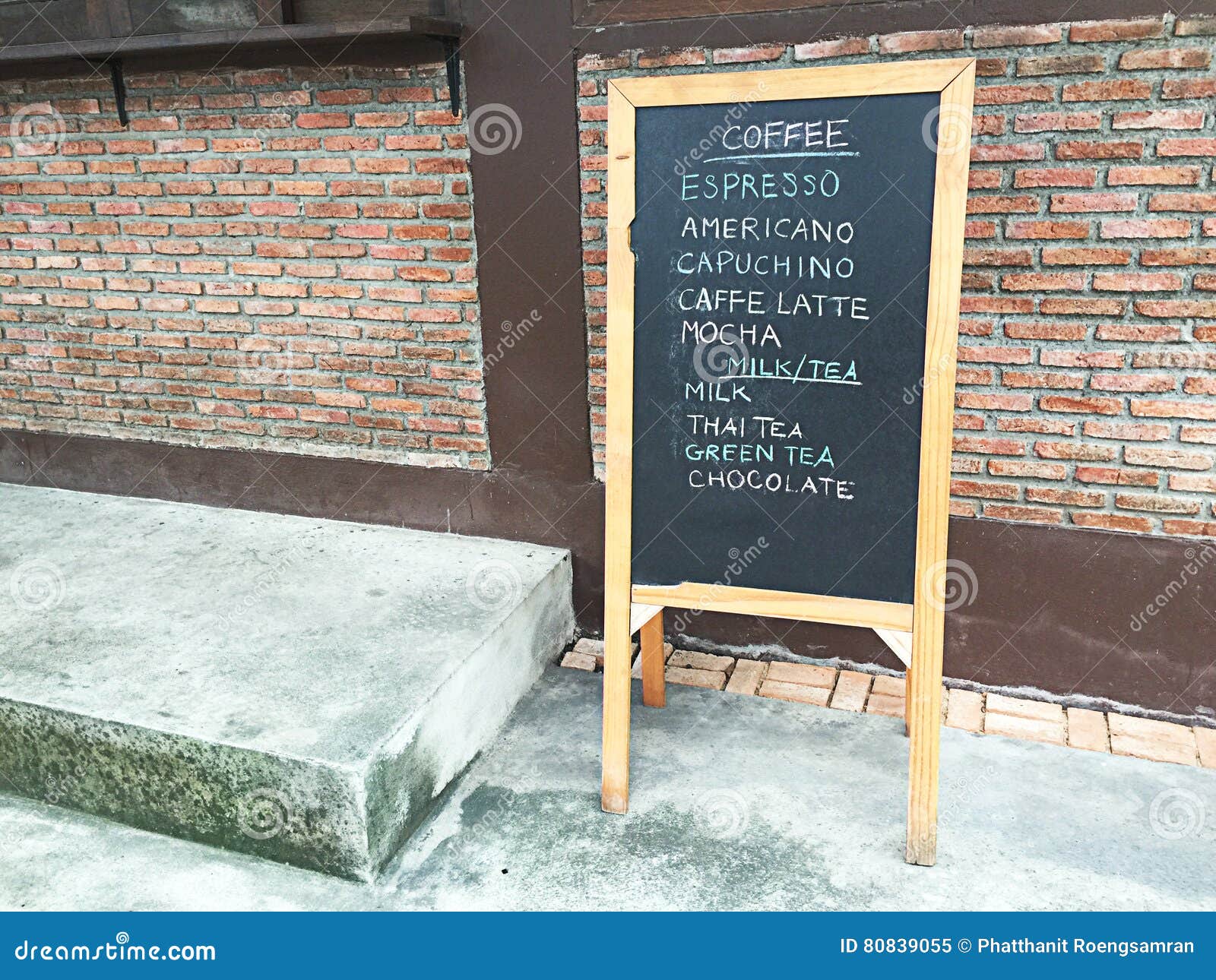 Wood Menu Board Stand and Coffe Menu on Board Stock Image - Image of ...