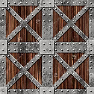 Wood and metal box stock illustration. Illustration of steel - 4234312