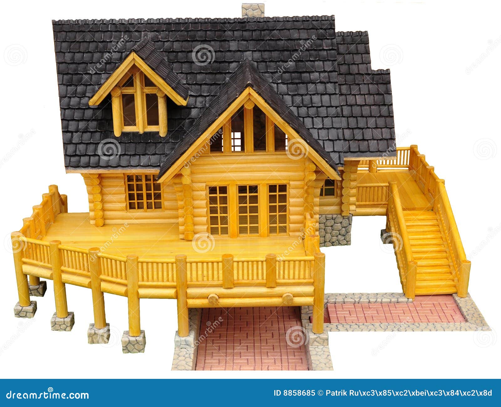 Wood model of house stock image. Image of railings, black - 8858685