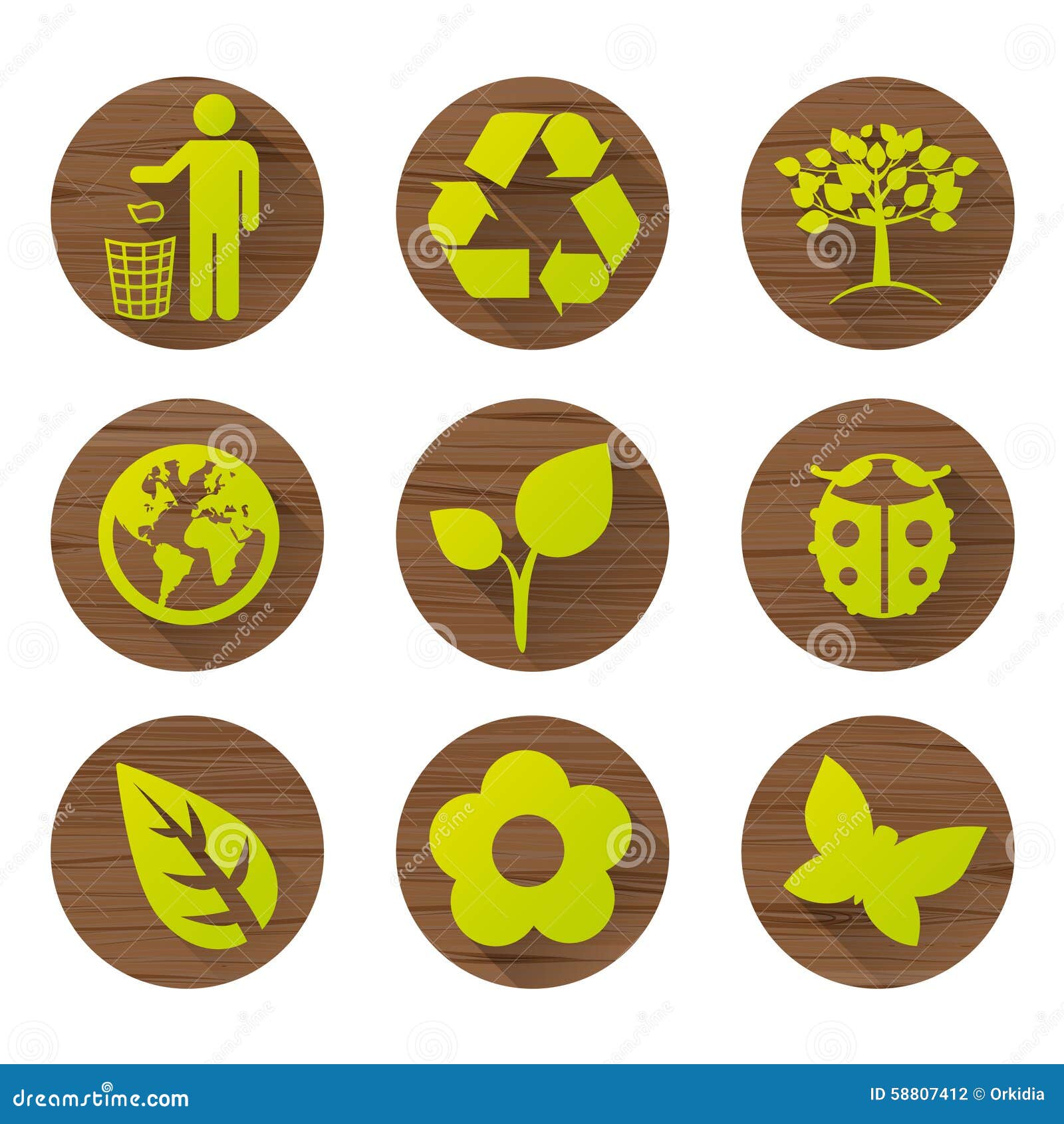 Wood nature icons stock vector. Illustration of ecological - 58807412