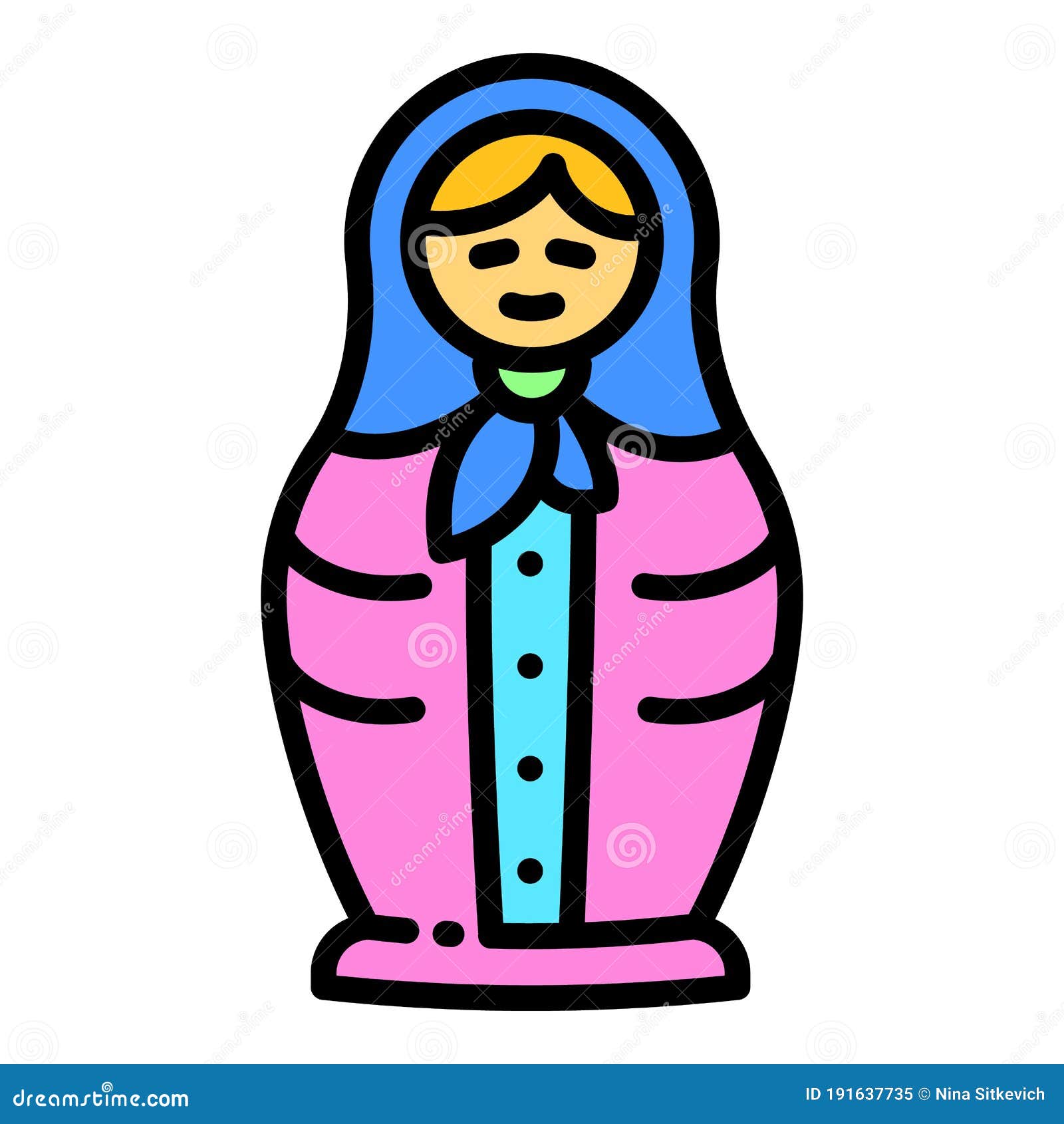 Wood Nesting Doll Icon, Outline Style Stock Vector - Illustration of ...