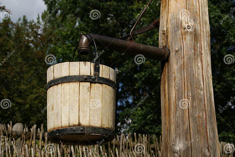 Wood pail stock image. Image of drinking, antique, timber - 10636603
