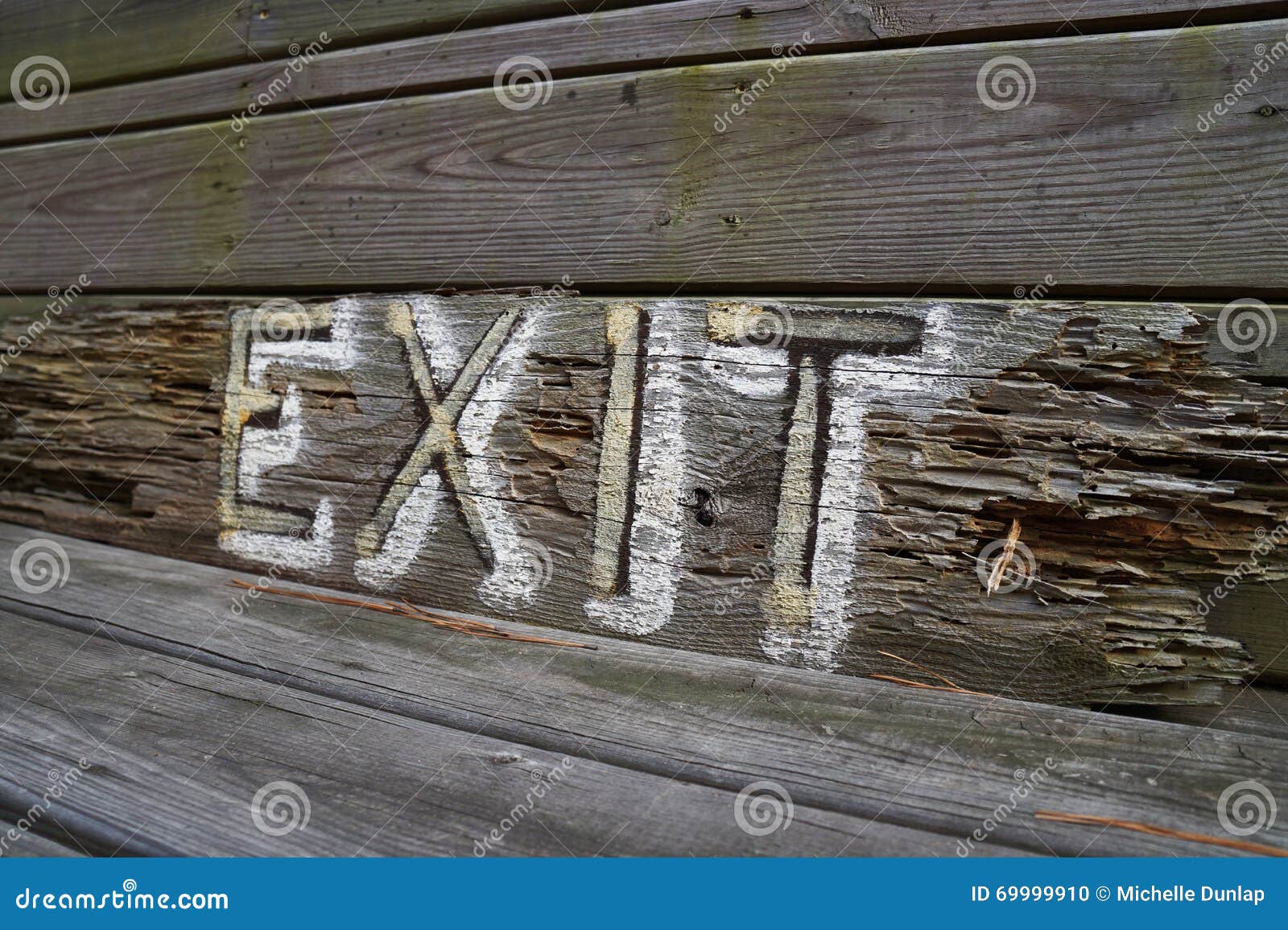 Wood Painted Exit Sign stock photo. Image of natural - 69999910