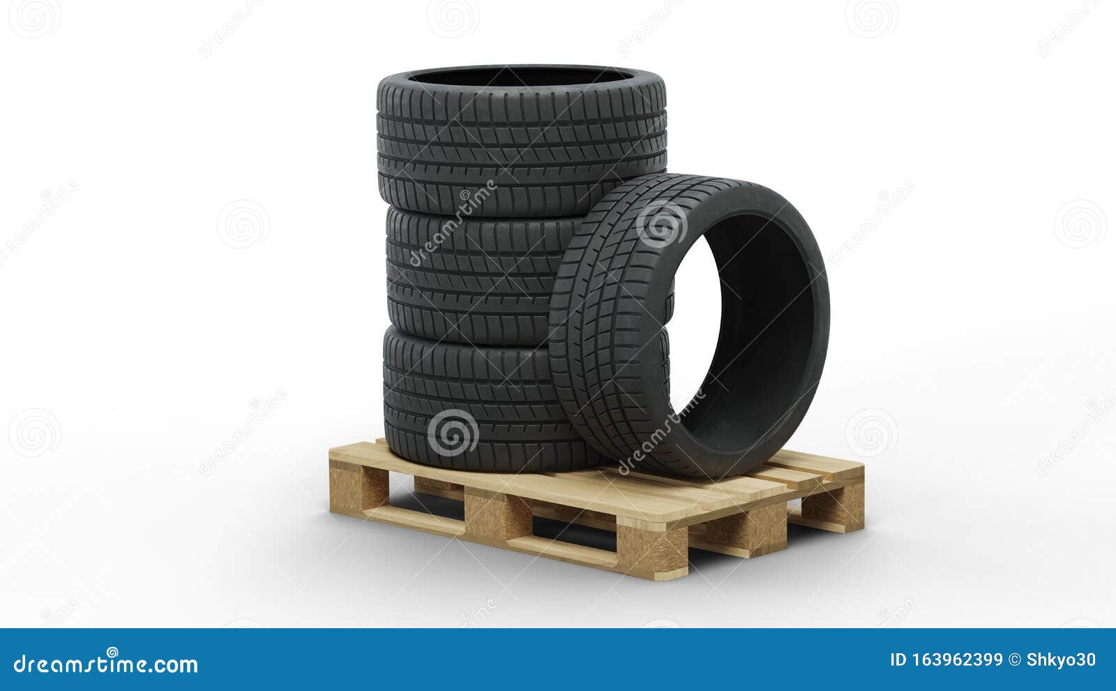 Wood Pallet with Stack of Four Large Sport Tire Stock Illustration ...