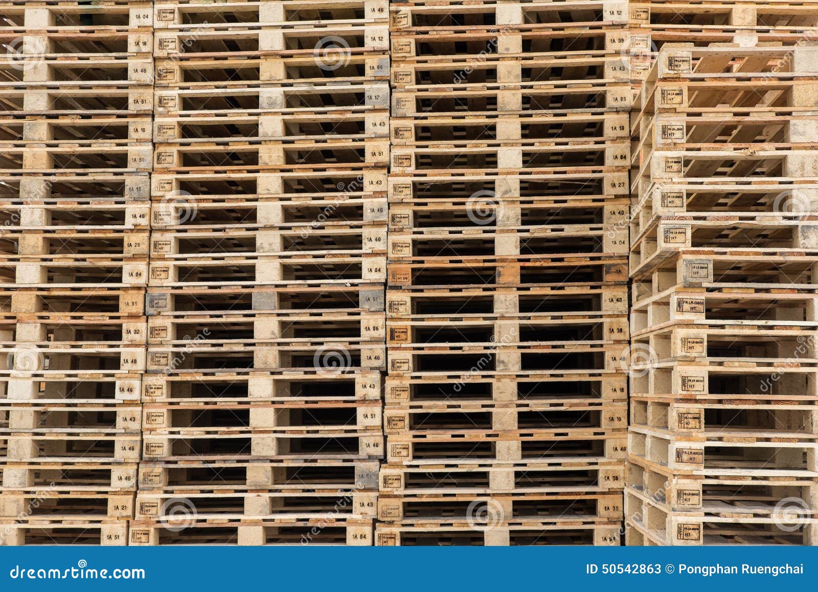 Wood Pallets Stacked Stock Photo - Image: 50542863