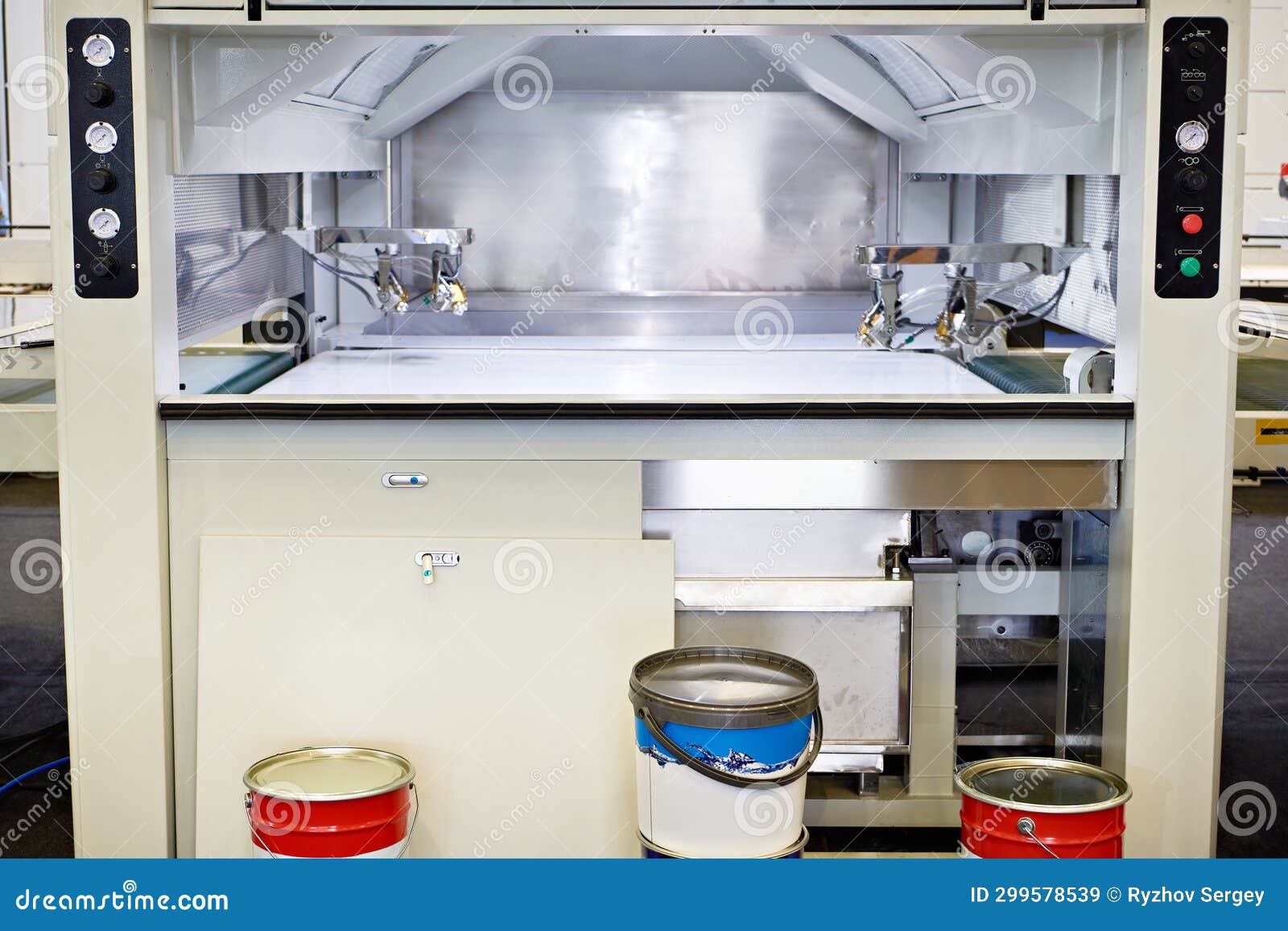 Wood Panel Painting Machine Stock Image - Image of material, industrial ...