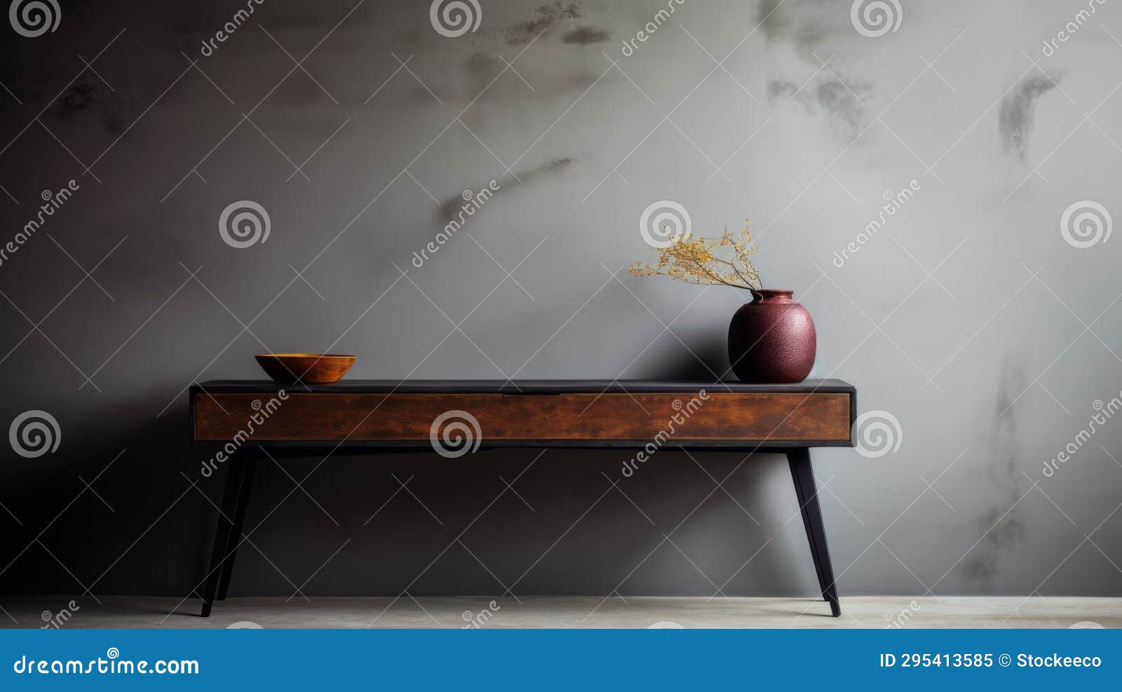 Zen-inspired Console Table in a Minimalist Setting Stock Illustration ...