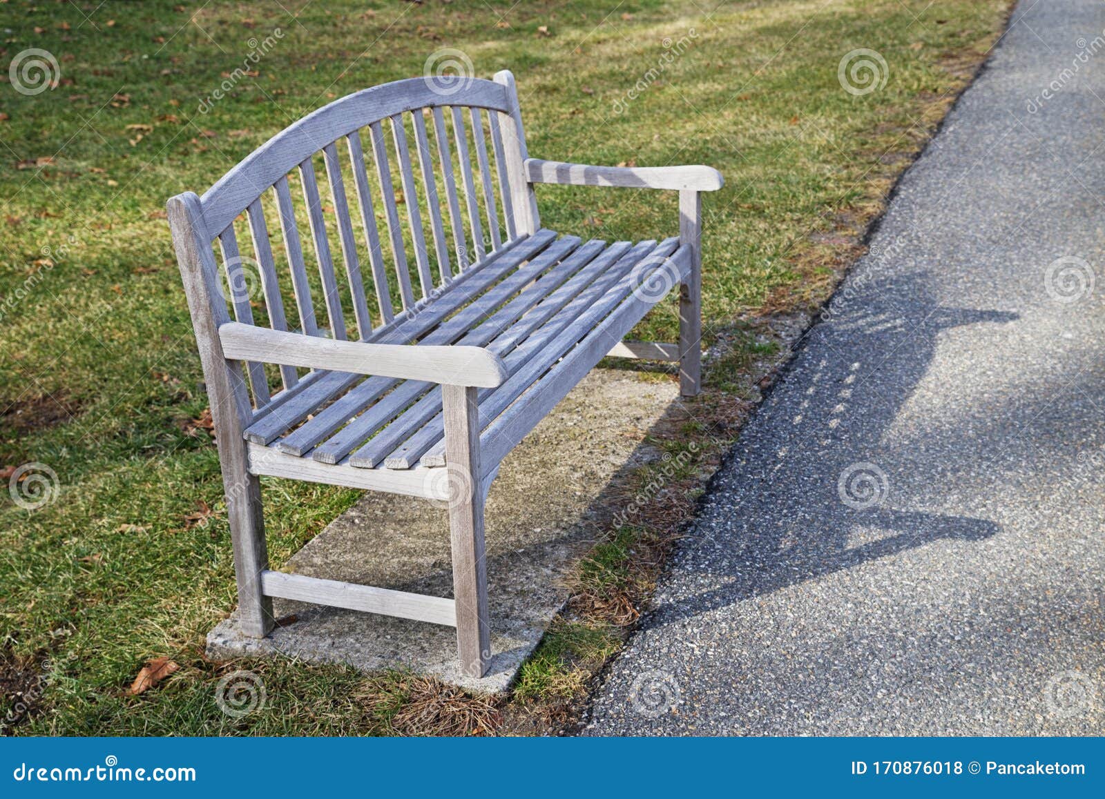 Wood Park Bench stock photo. Image of walkway, pavement - 170876018
