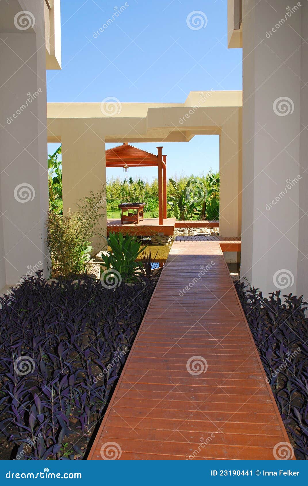 Wood Path To Summer Resort Pavilion for Massage Stock Image - Image of ...