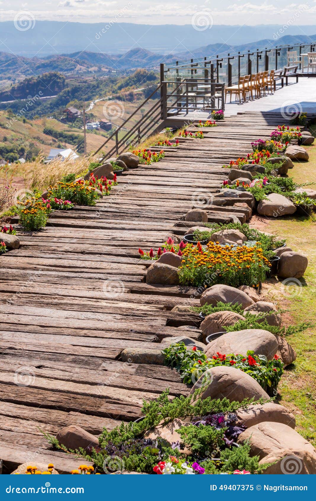 Wood pathway in the garden stock image. Image of forest - 49407375