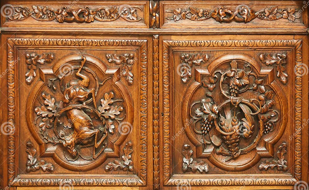 Wood Pattern Decorative Bas-relief on the Surface Stock Photo - Image ...