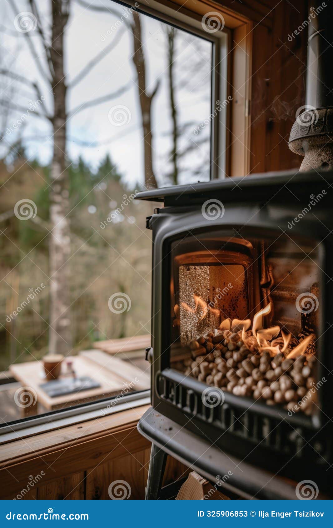 Wood Pellet Stove with Flames Visible through Glass Window for ...