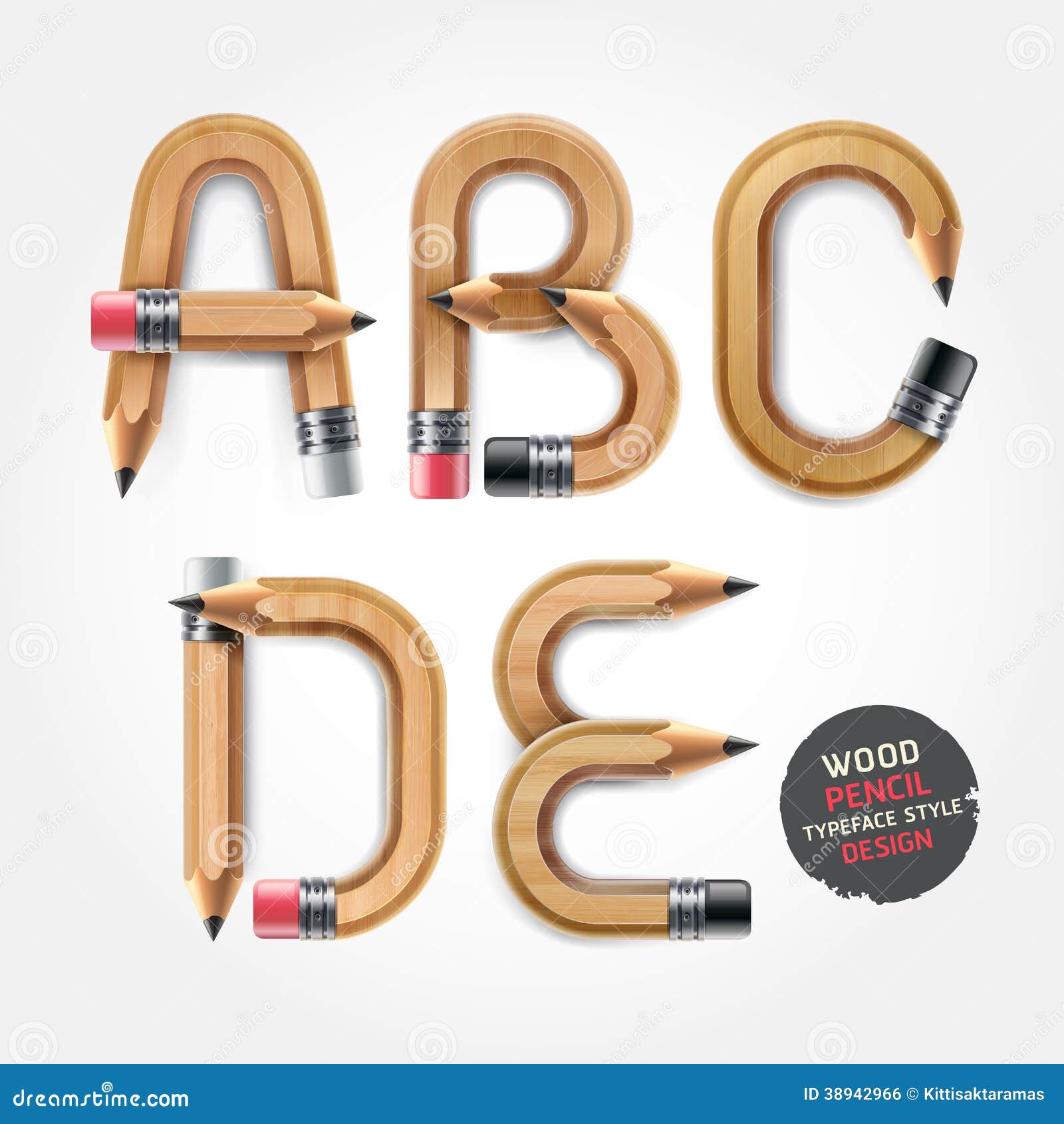 Wood Pencil Alphabet Style. Stock Vector - Illustration of font ...