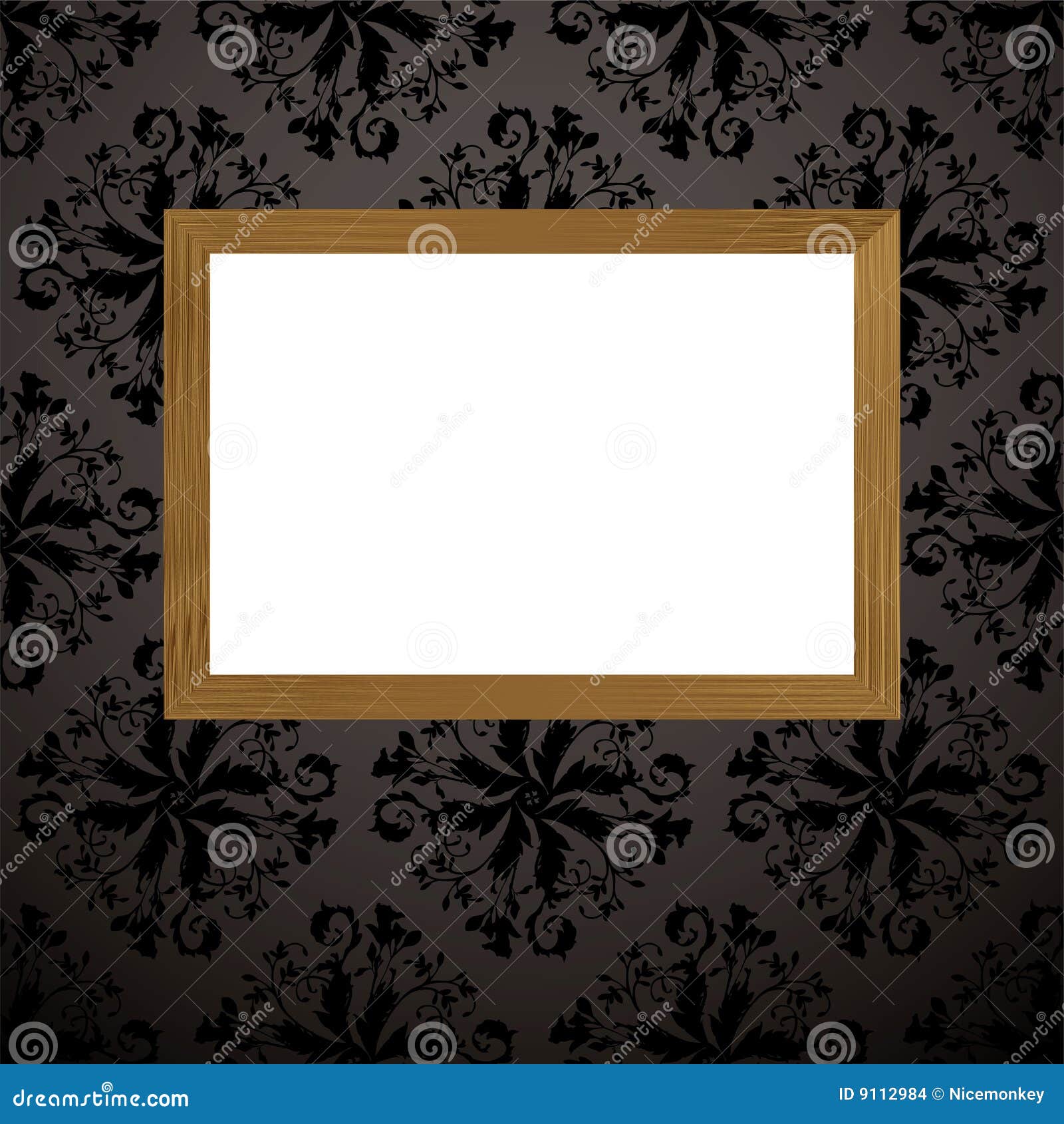 Wood picture frame black stock vector. Illustration of wall - 9112984