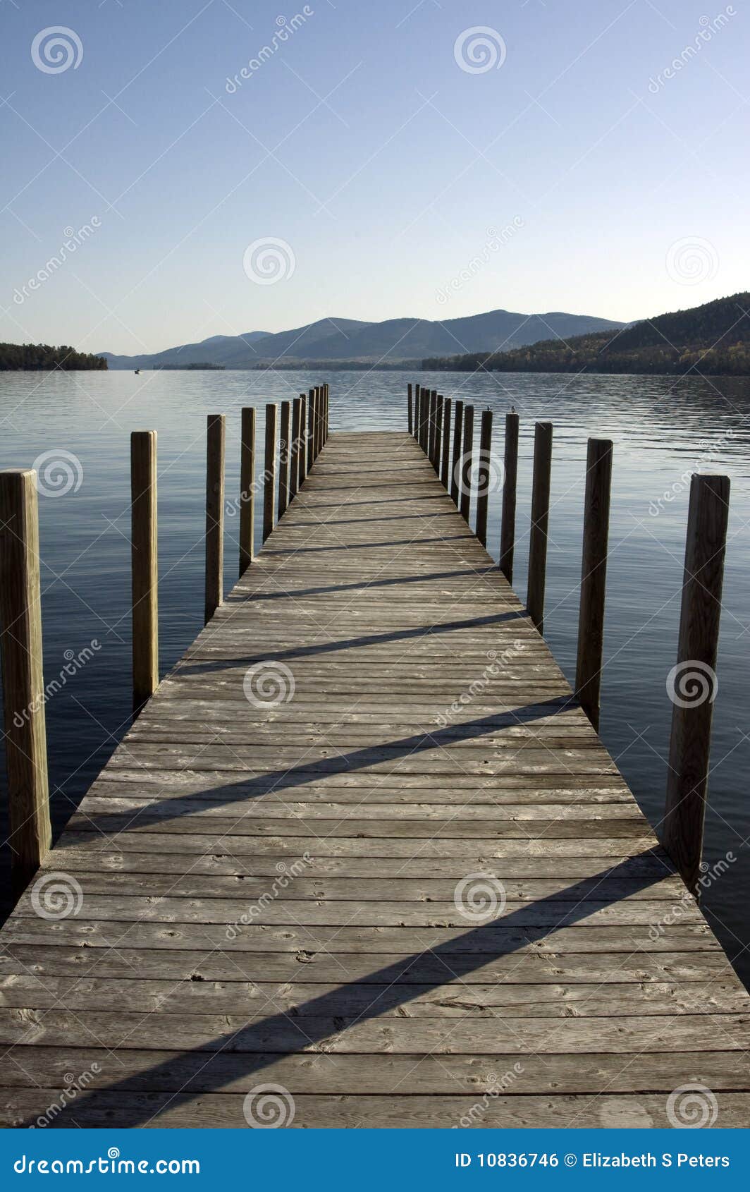Wood Pier stock photo. Image of lake, calm, george, mountains - 10836746