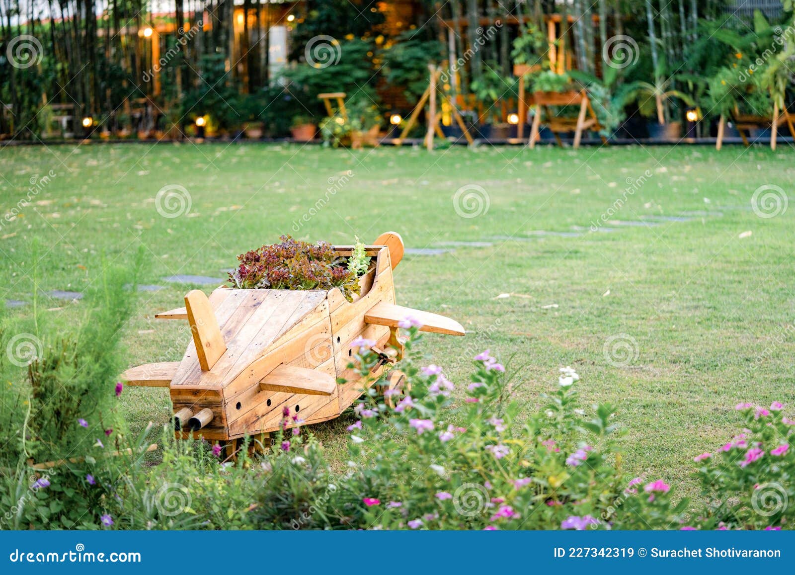 Wood Plane Decoration in the Garden Stock Image - Image of carpentry ...