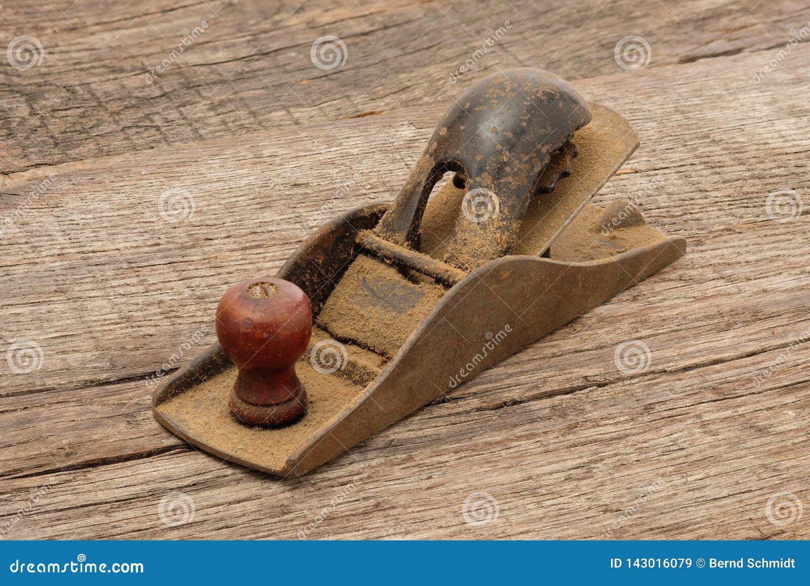 Wood Plane Tool Old on Rustic Board Stock Image - Image of matter, hand ...