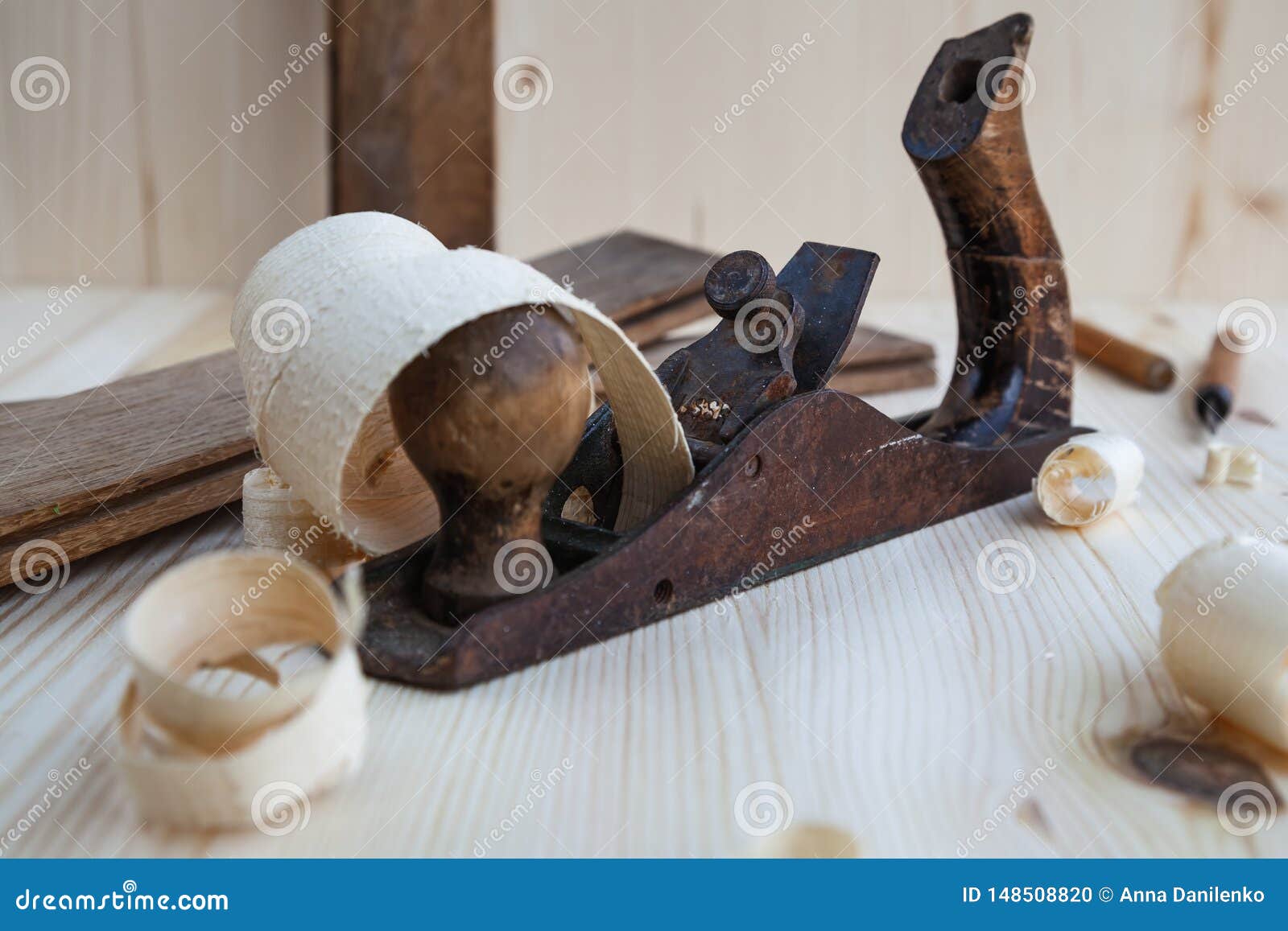Wood Planer in the Carpentry Workshop Stock Photo - Image of cutout ...