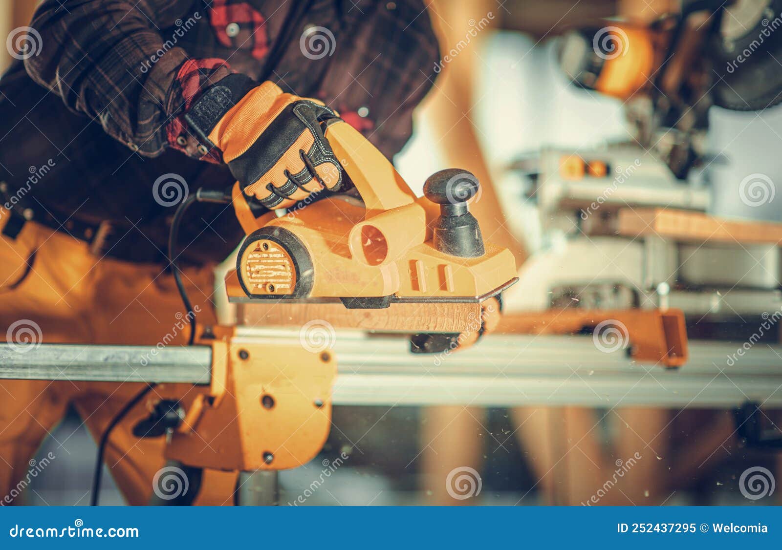 Wood Planing Closeup stock image. Image of carpentry - 252437295