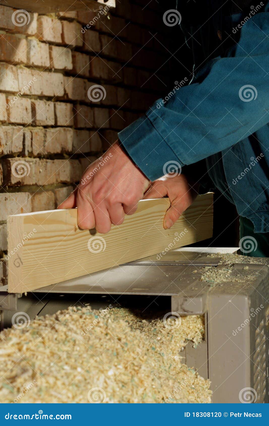 Wood planing machine stock photo. Image of hand, carpentry - 18308120