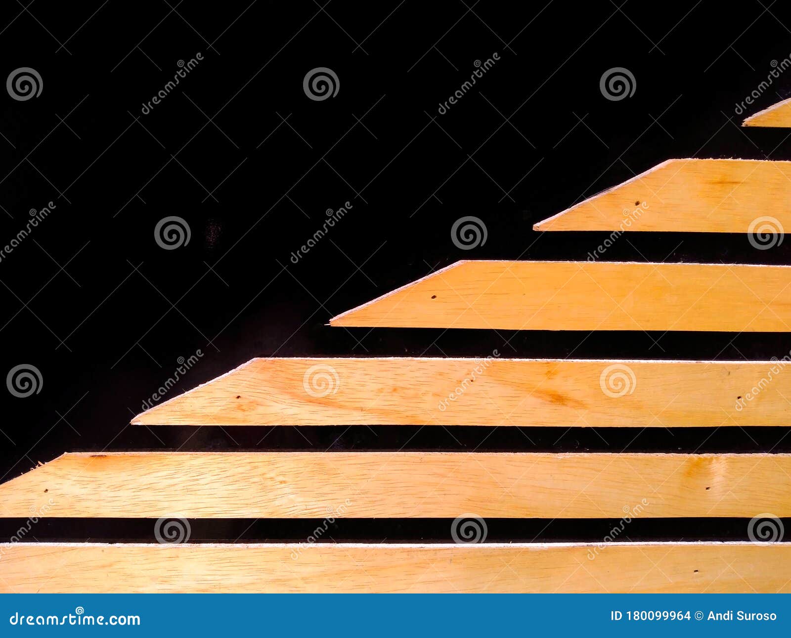 Wood Plank with Diagonal Cut on Black Background Stock Photo - Image of ...