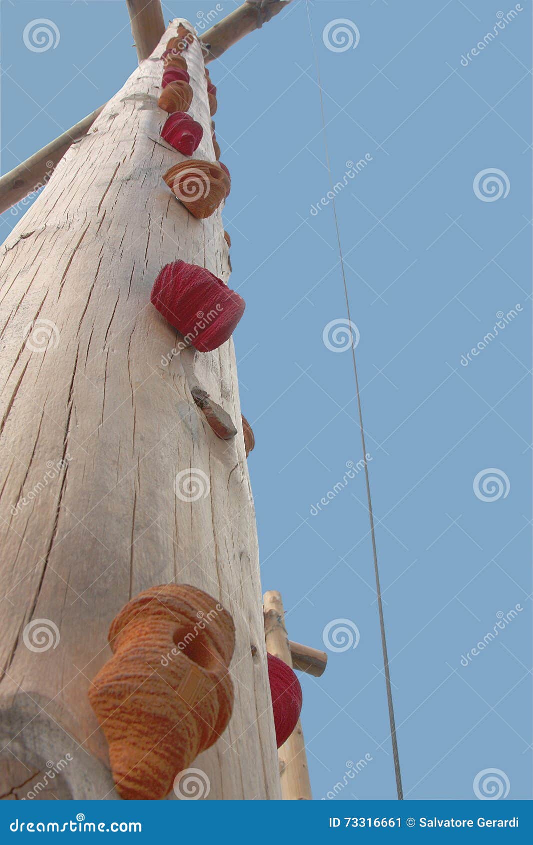 Wood Pole for Children Climbing Exercise Stock Image - Image of ...