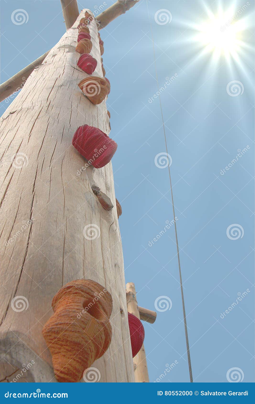 Wood Pole for Children Climbing Exercises Stock Photo - Image of play ...