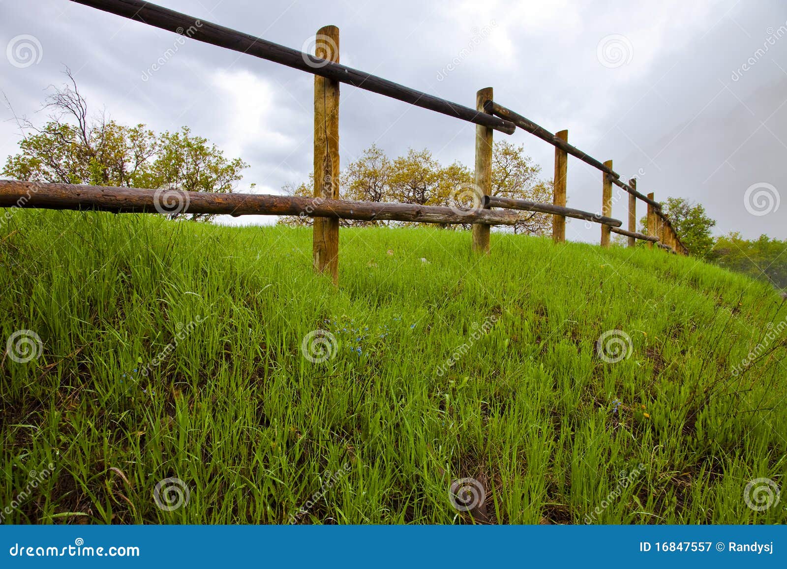 Wood Pole Fence stock image. Image of rail, pole, overcast - 16847557