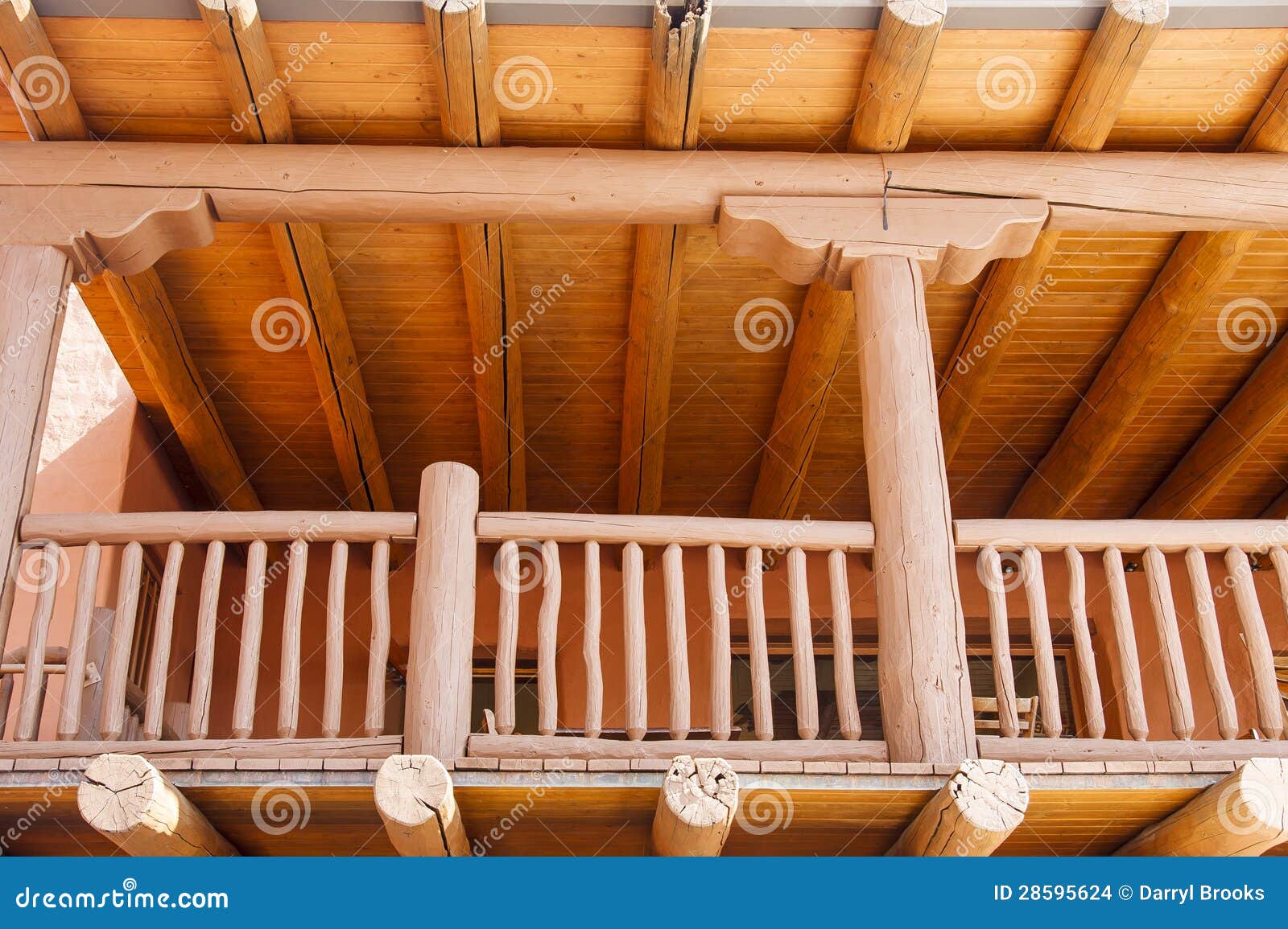 Wood Porch on Adobe Building Stock Photo - Image of timbers, pueblo ...