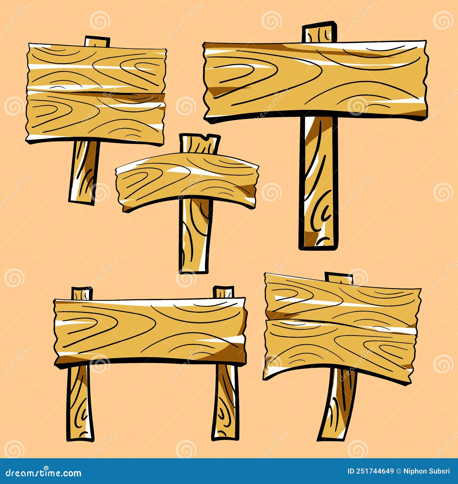 Wood Post Sign Bundle Vector Image Stock Vector - Illustration of ...