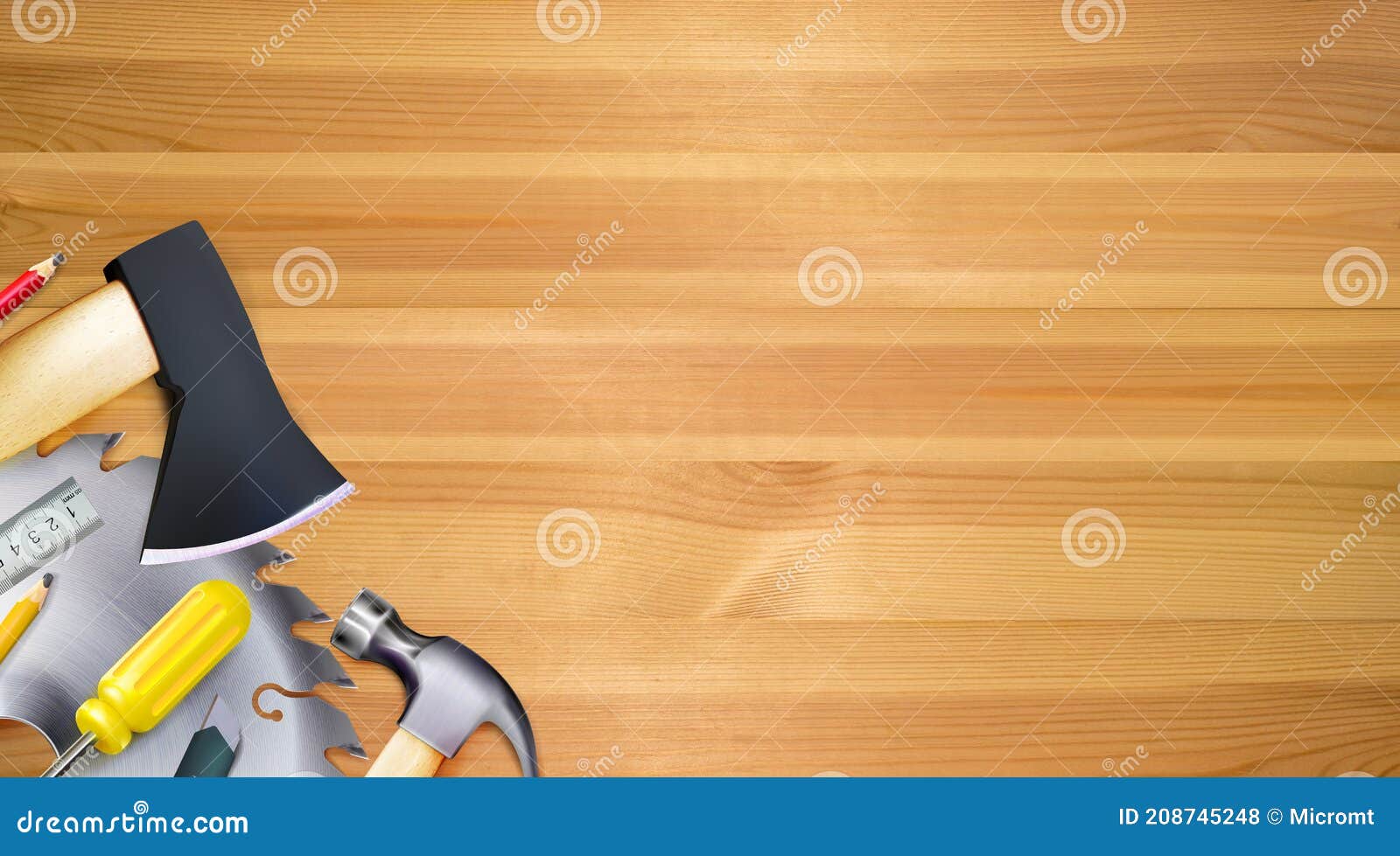 Wood Processing Background. Tools of Joinery Craft or Carpentry ...