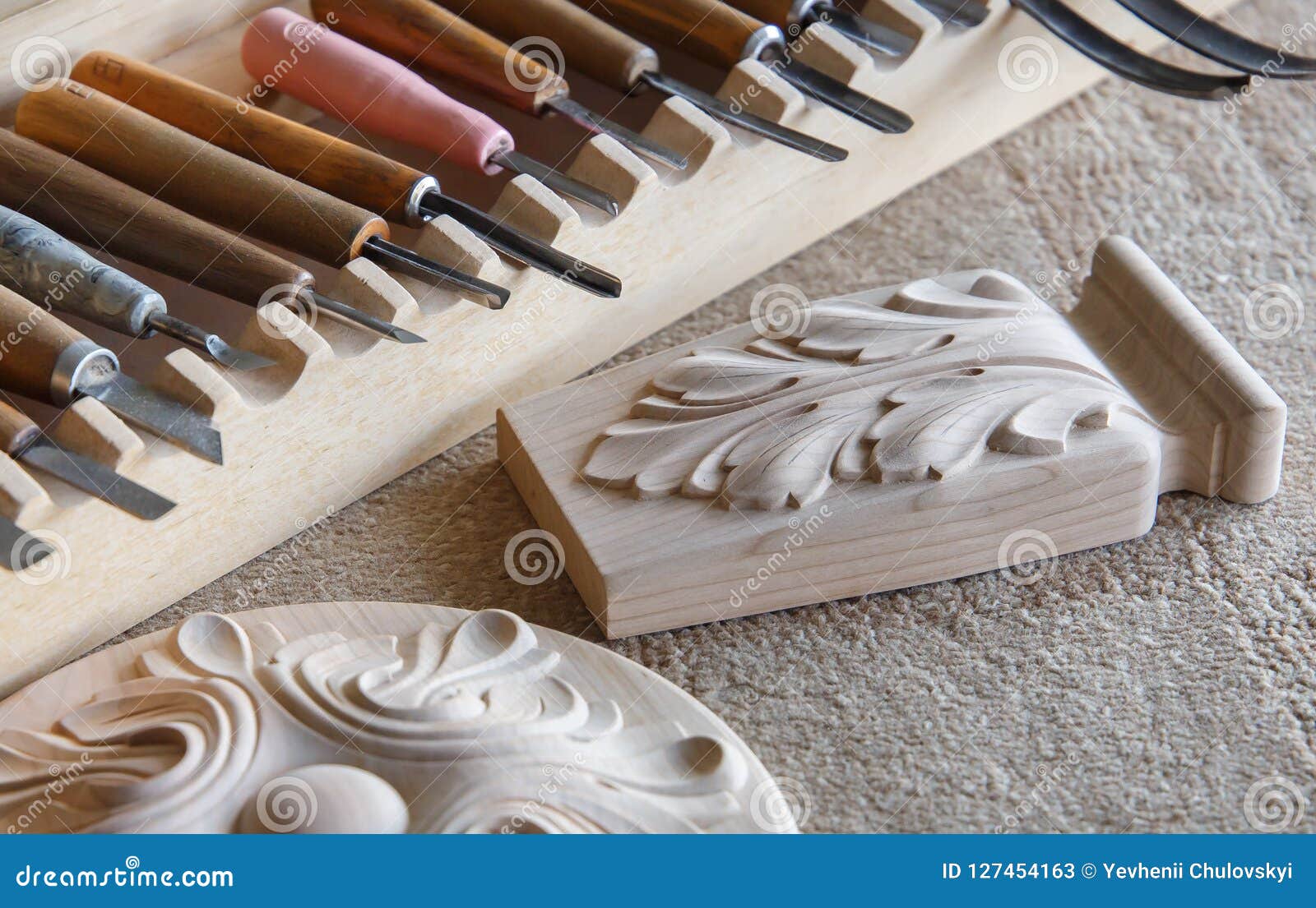 Wood Processing. Joinery Work. Wood Carving. the Carving Object with ...