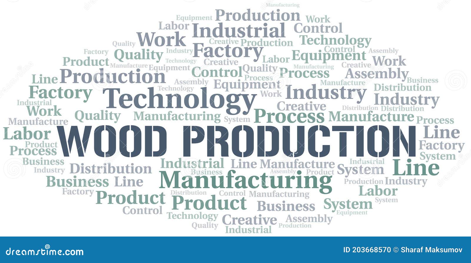 Wood Production Word Cloud Create with Text only. Stock Illustration ...