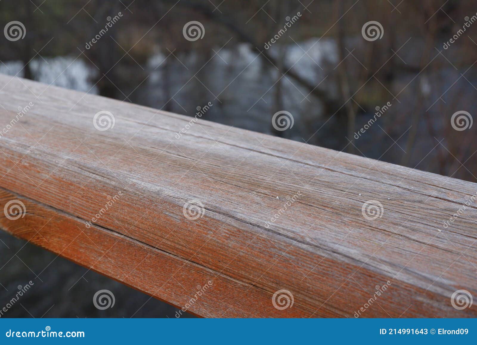 Wood railing of a bridge stock image. Image of tree - 214991643