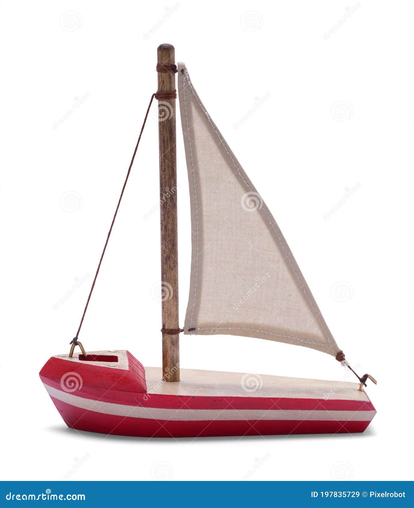Wood Sailboat Side View stock image. Image of childhood - 197835729