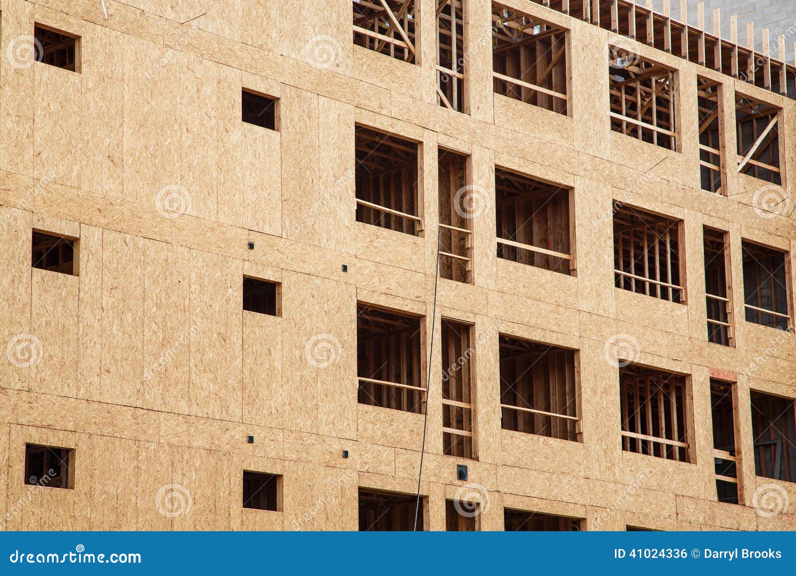 Wood Sheathing on Apartment Construction Stock Photo - Image of finish ...