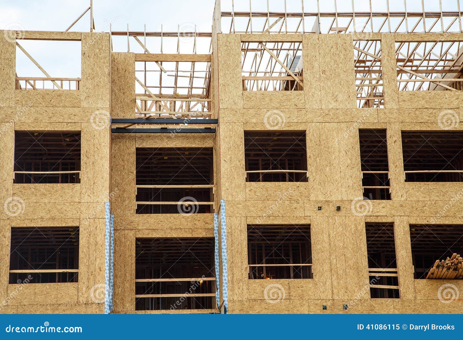 Wood Sheathing on Stud Framing Stock Image - Image of details ...