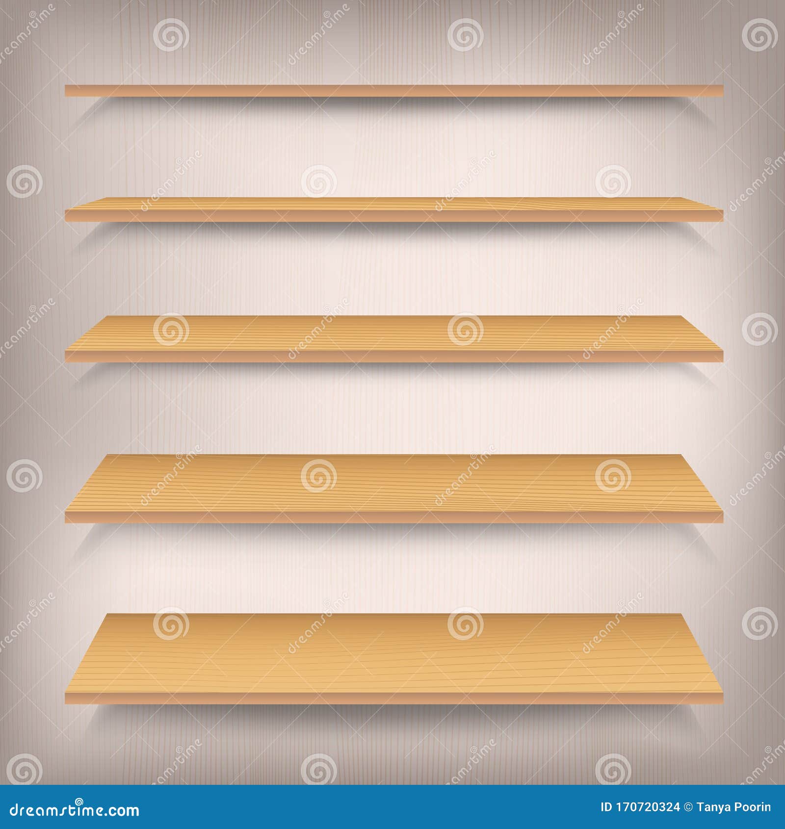 Wood Shelf With Shadow On Wooden Texture Background Stock Vector ...