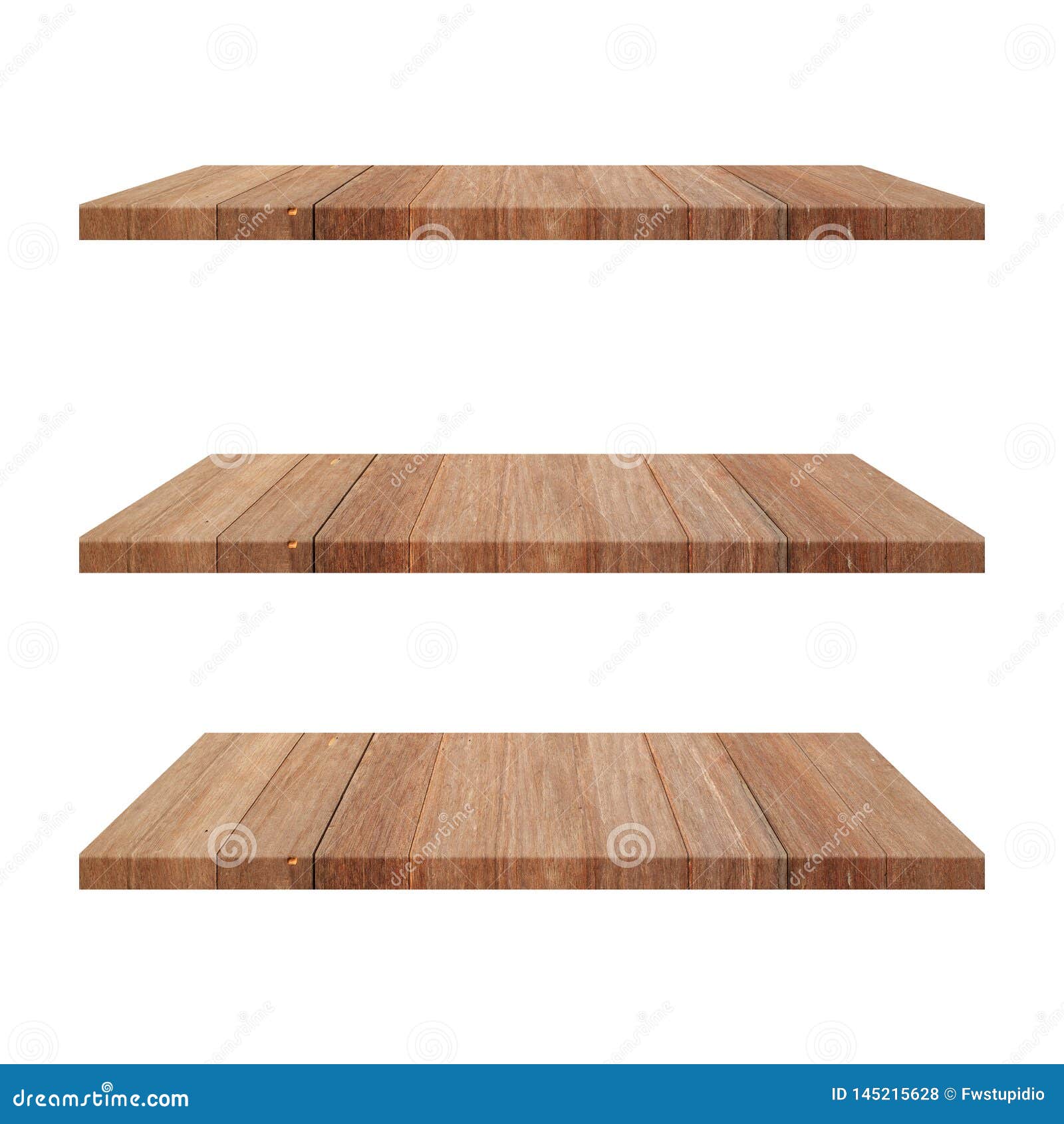 Wood Shelf Table Isolated on White Background Stock Illustration ...