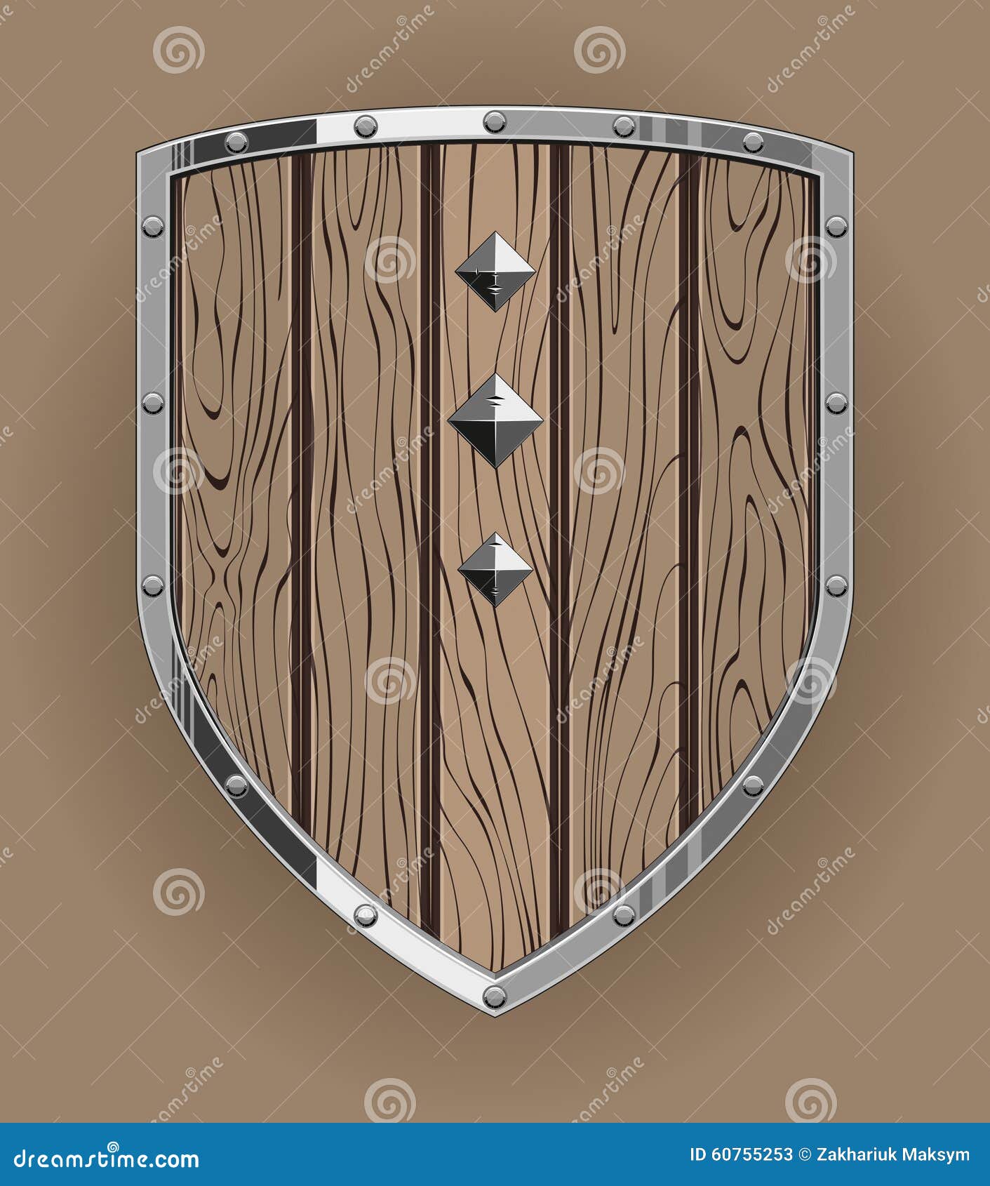 Wood shield stock vector. Illustration of badge, guardian - 60755253